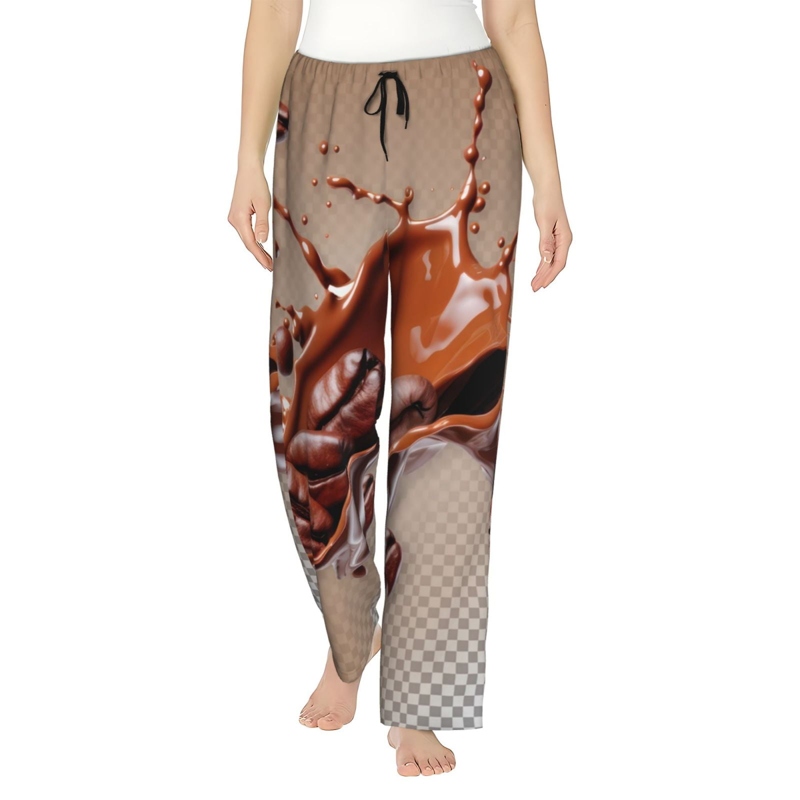 Easygdp Coffee Beans Chocolate Splash Women's Drawstring Pajama Pants | Lounge Joggers ...
