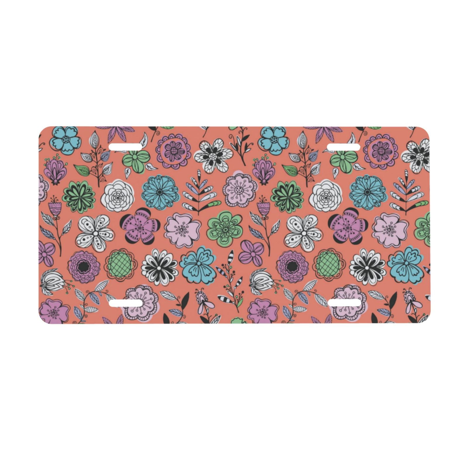 Easygdp Color Flowers License Plate Car Front License Plate Car ...