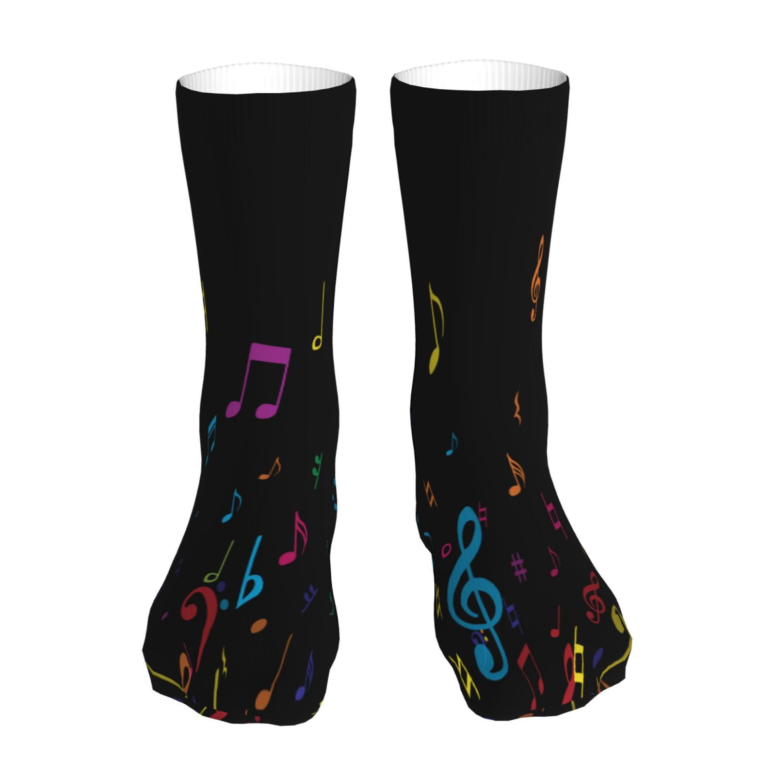 Easygdp Color Musical Notes Ankle Socks for Women Stocking Mid Calf ...
