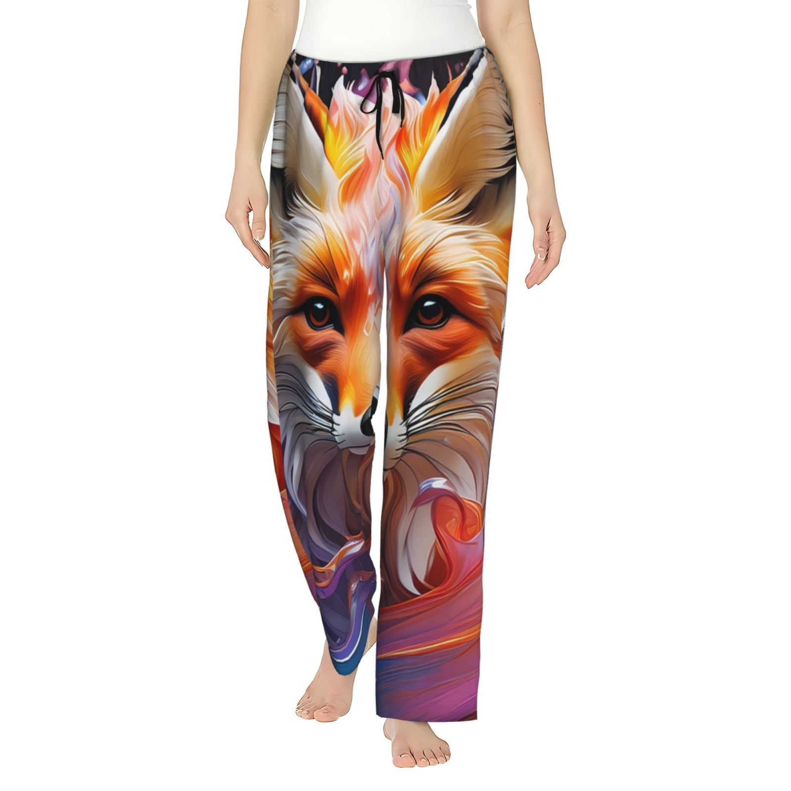 Easygdp Color Splash Fox Portrait Women's Drawstring Pajama Pants ...