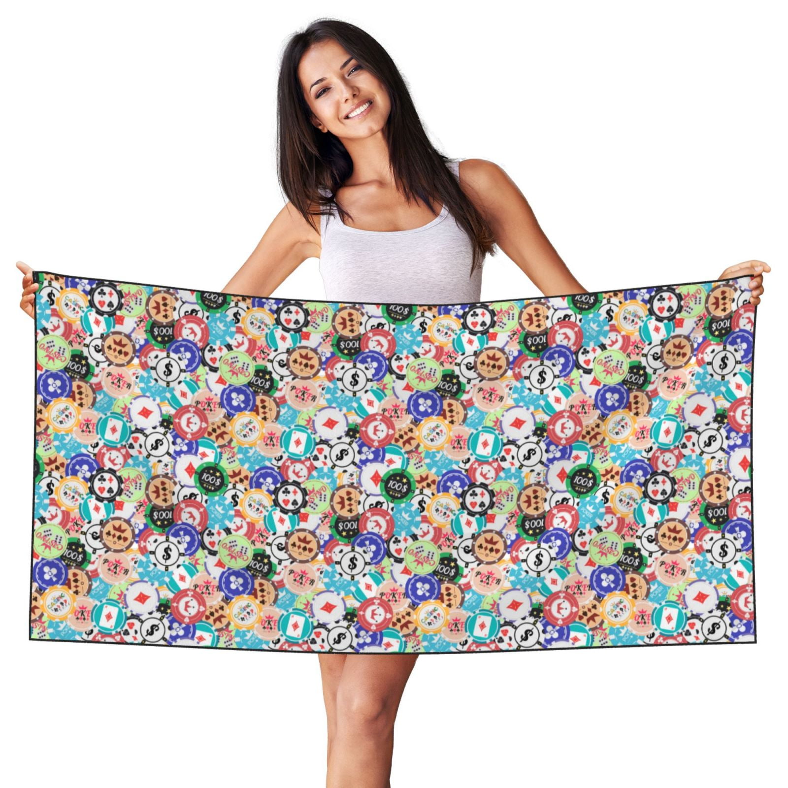 Easygdp Colored Casino Chips Beach Towel 27.5X55 Inches Quick Dry Pool ...
