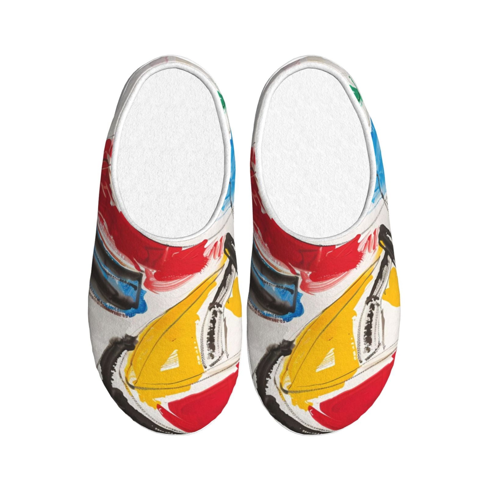Easygdp Colorful Abstract Bumper Cars Slippers for Women Mens Winter ...
