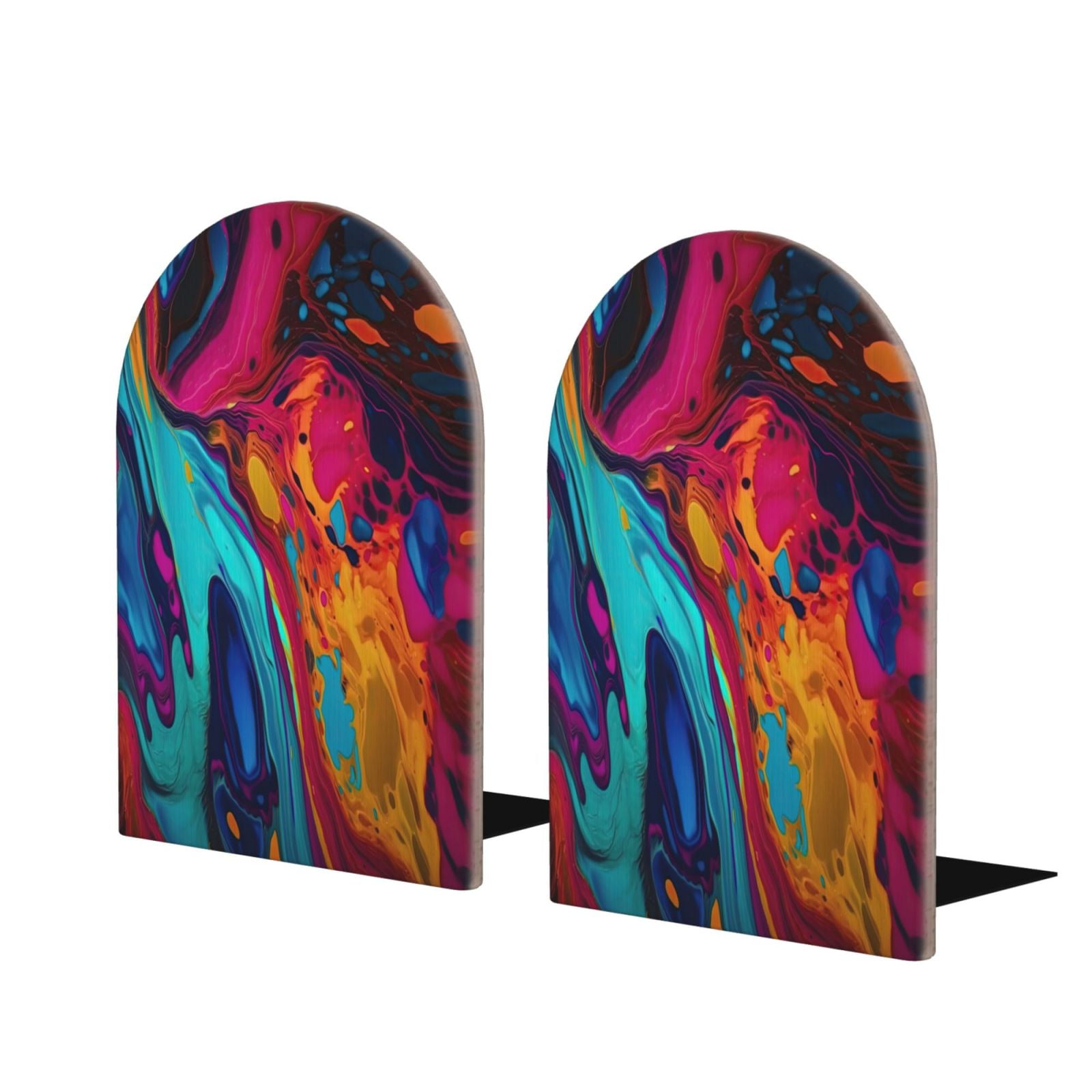 Easygdp Colorful Abstract Swirls 2 Pcs Bookend Large Capacity Office ...