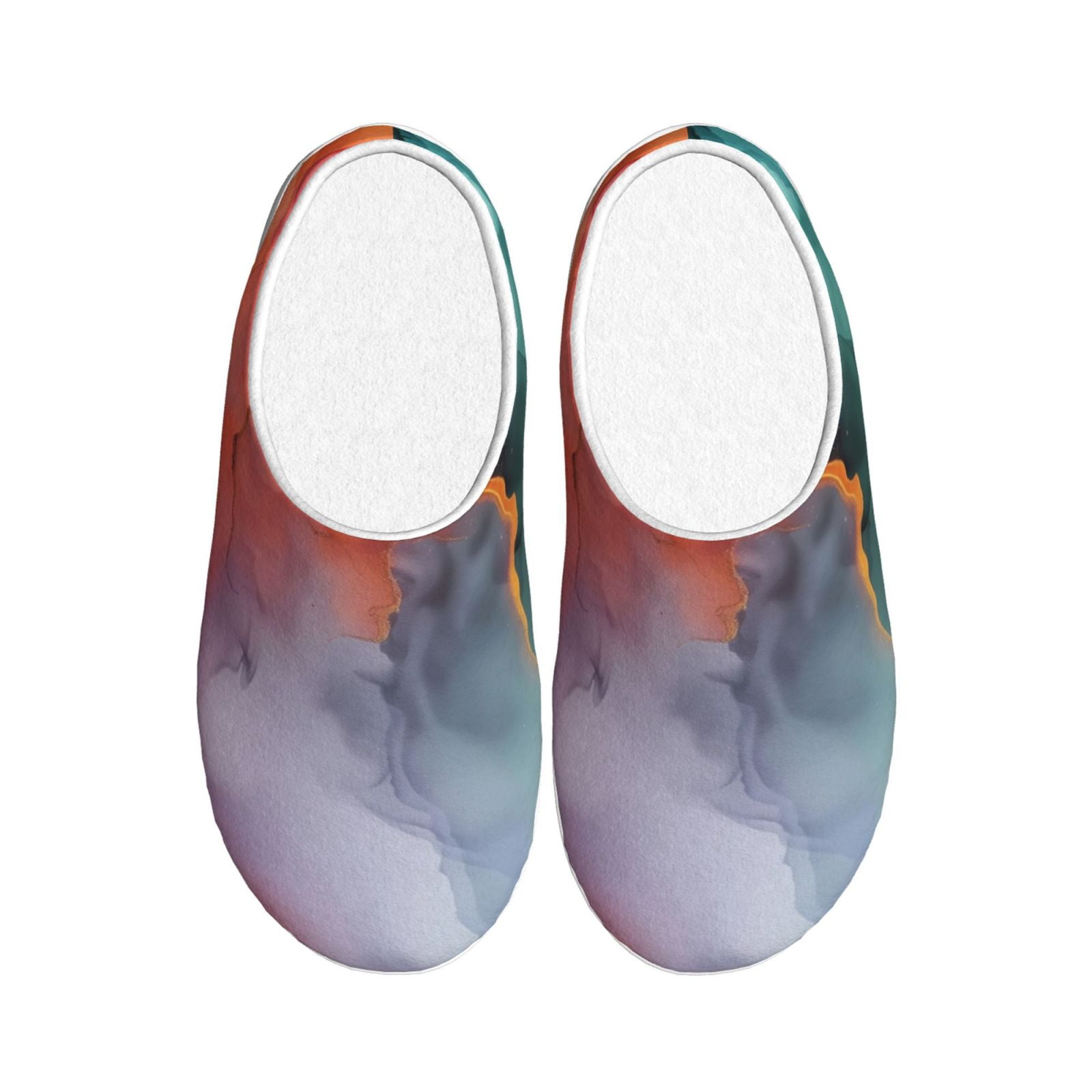 Easygdp Colorful Abstract Waves Slippers for Women Mens Winter Warm ...