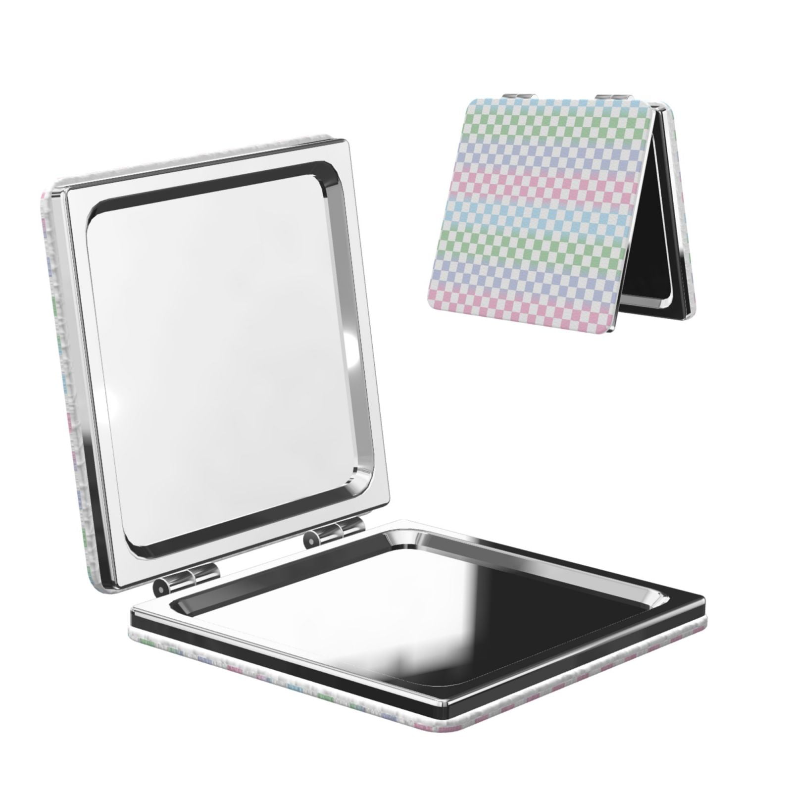 Easygdp Colorful Checkerboard Travel Makeup Mirror, 2X Magnifying ...