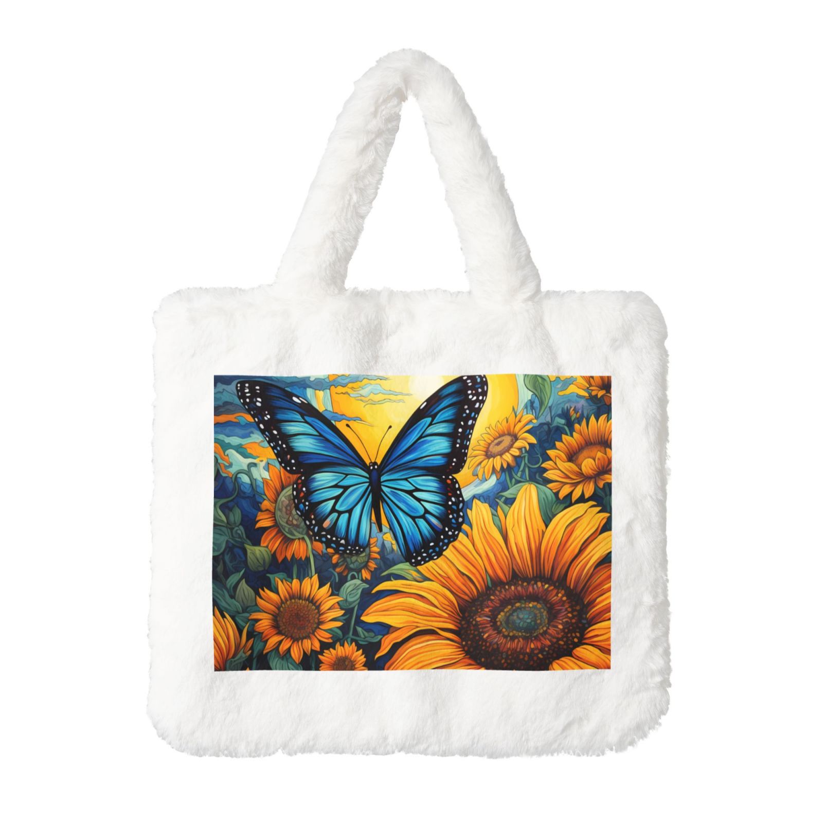 Easygdp Colorful Cloud Butterfly Sunflower Plush Underarm Bag, Ladies ...