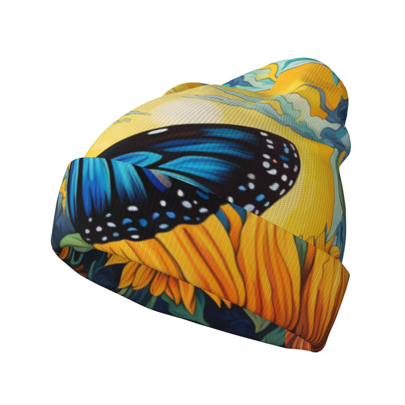 Easygdp Colorful Cloud Butterfly Sunflower Winter Beanie for Men Women ...