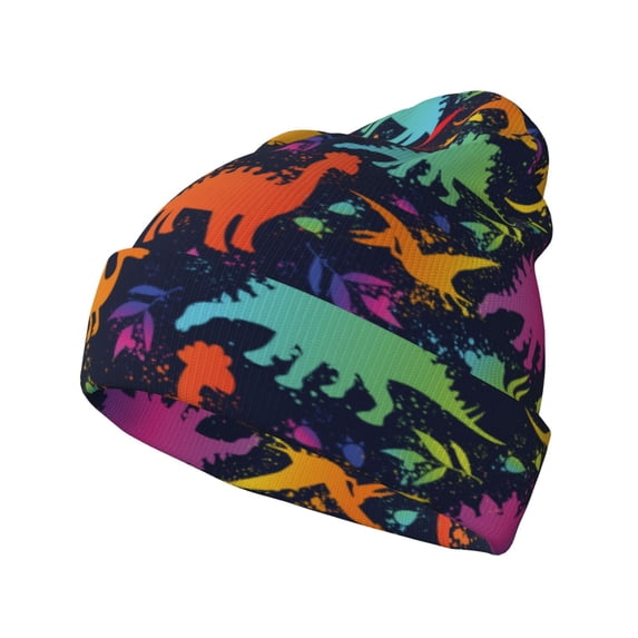 Easygdp Colorful Dinosaur Winter Beanie for Men Women Beanie Knit Hat ...