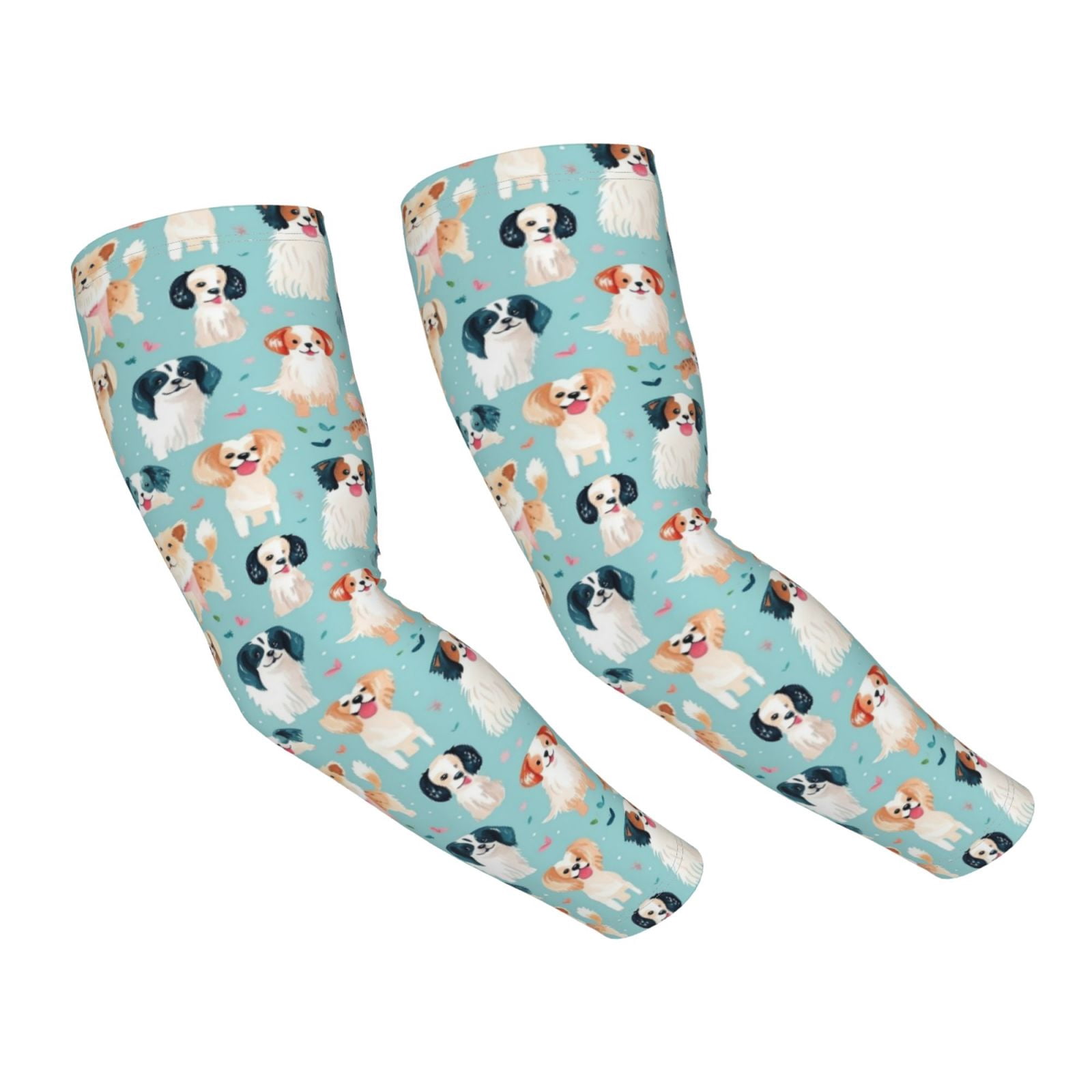 Easygdp Colorful Dog Adult Ice Silk Sunscreen Arm Cover with Thumbhole ...