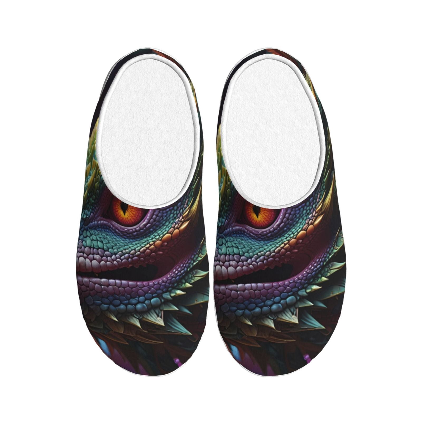 Easygdp Colorful Dragon Head Profile Slippers for Women Mens Winter ...