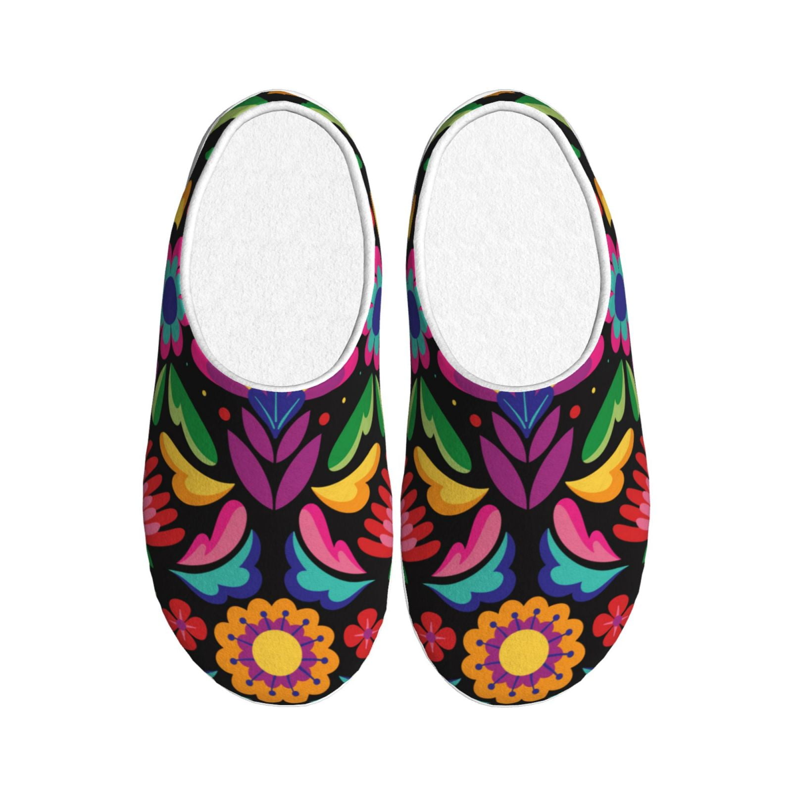 Easygdp Colorful Floral Embroidery Mexican Slippers for Women Mens ...