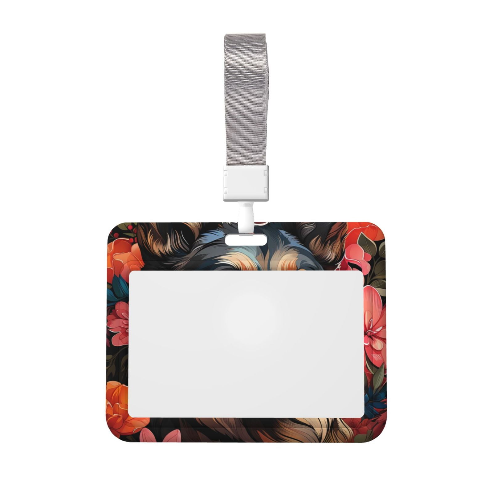Easygdp Colorful Flower German Shepherd Card Badge Holder Work Badge ...