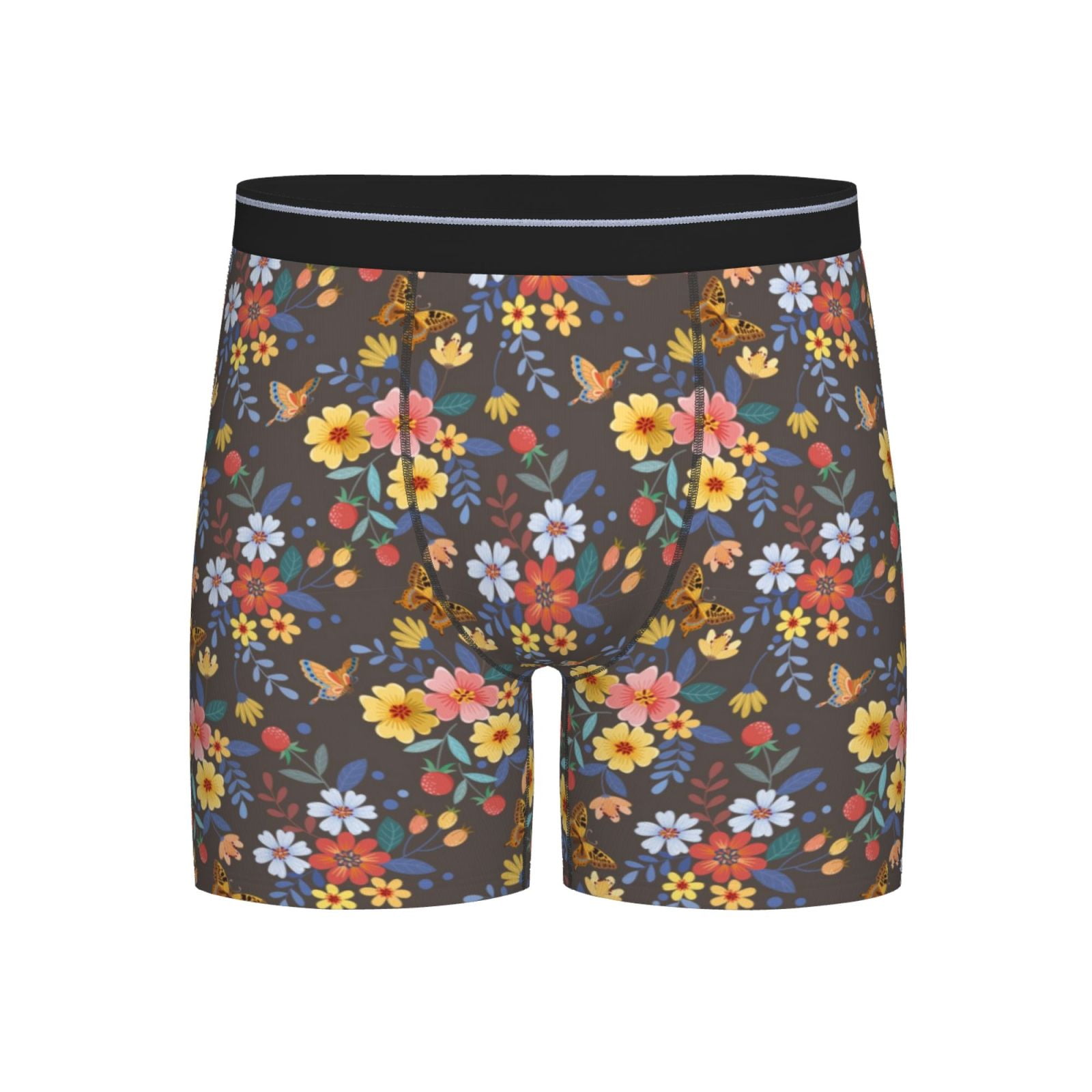 Easygdp Colorful Flowers with Butterfly Men's Boxer Briefs Men’s ...