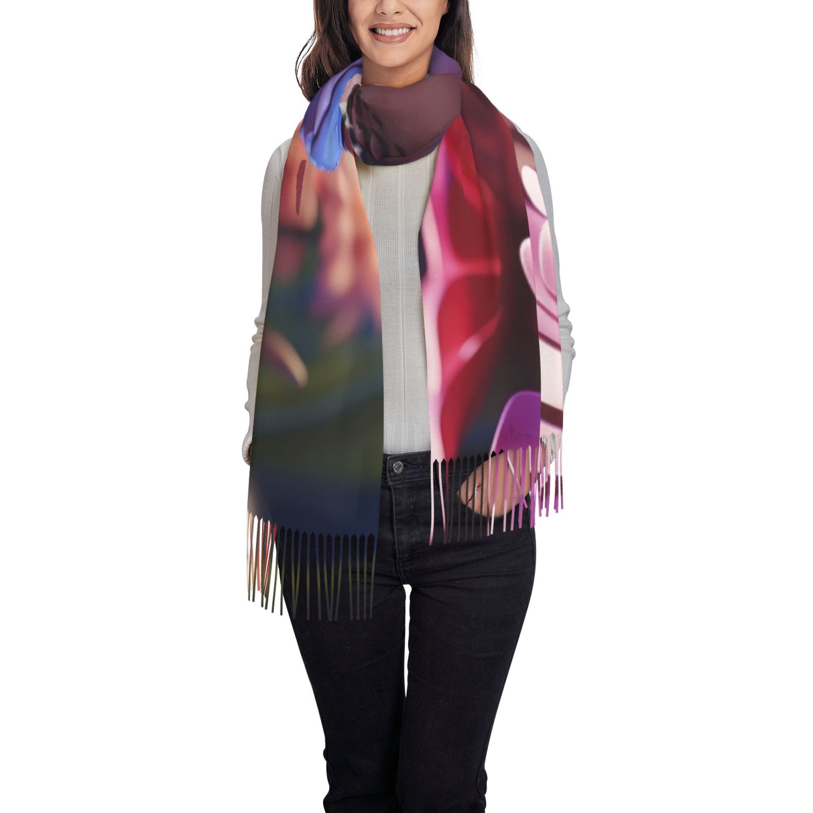 Easygdp Colorful Frog Among Flowers Women's Scarf Womens Winter Scarf ...