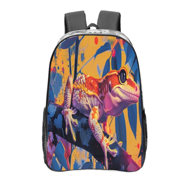 Easygdp Colorful Gecko Jungle Art Clear Backpack, Transparent Bookbag ...