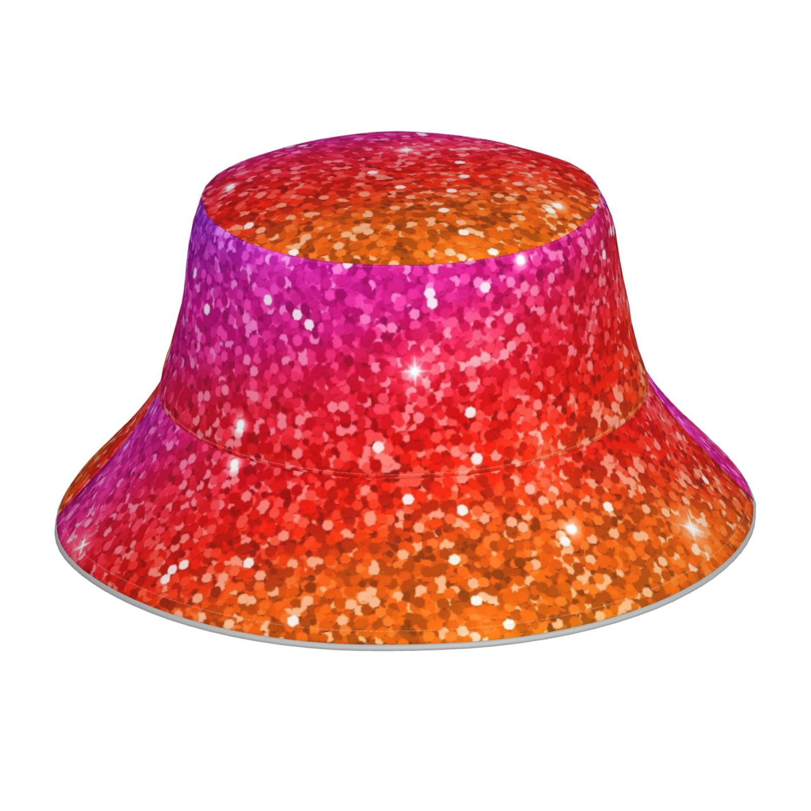 Easygdp Colorful Glitter Double-Sided Reflective Fisherman Hat for ...