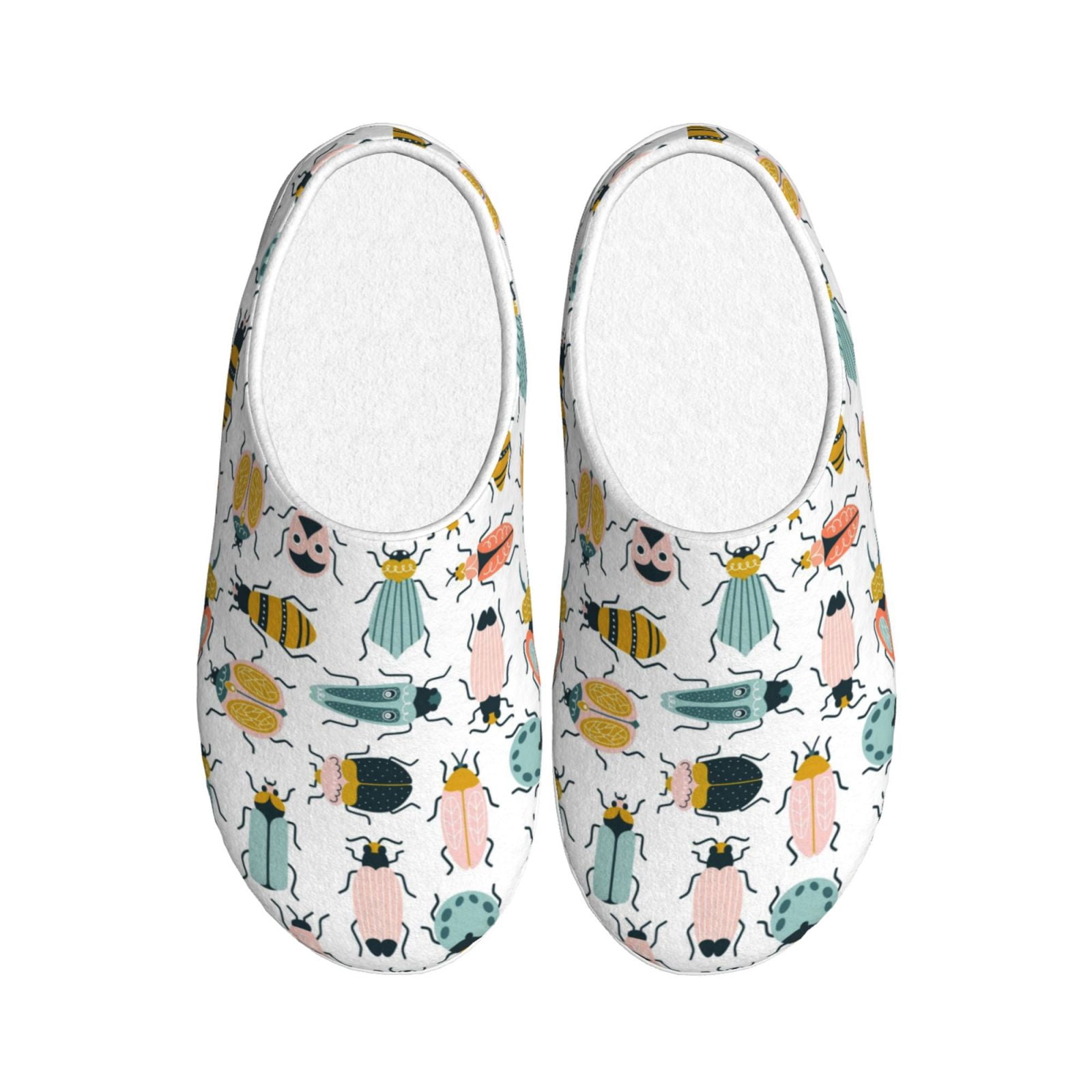 Easygdp Colorful Insects Slippers for Women Mens Winter Warm Home ...