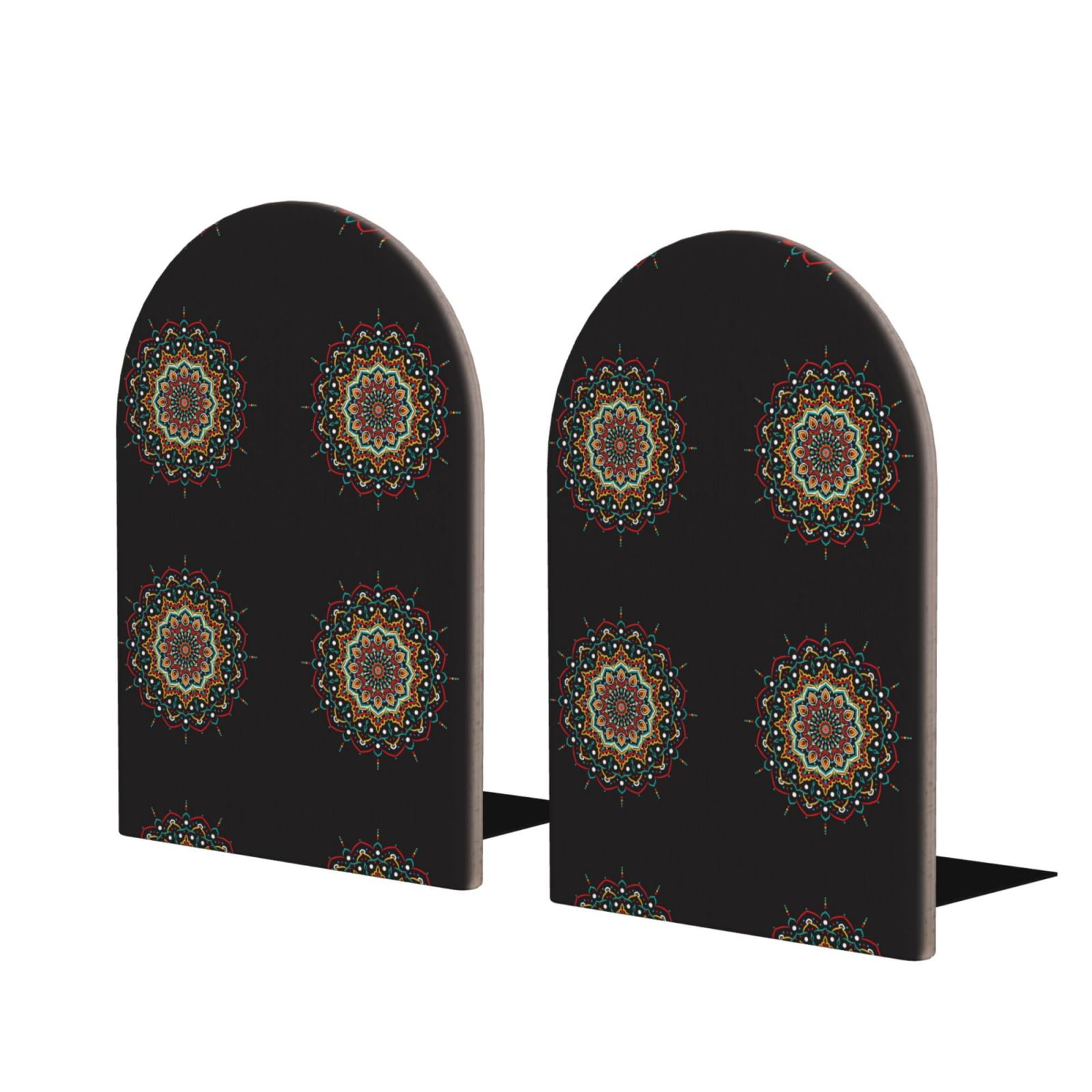 Easygdp Colorful Mandala 2 Pcs Bookend Large Capacity Office Book Ends ...