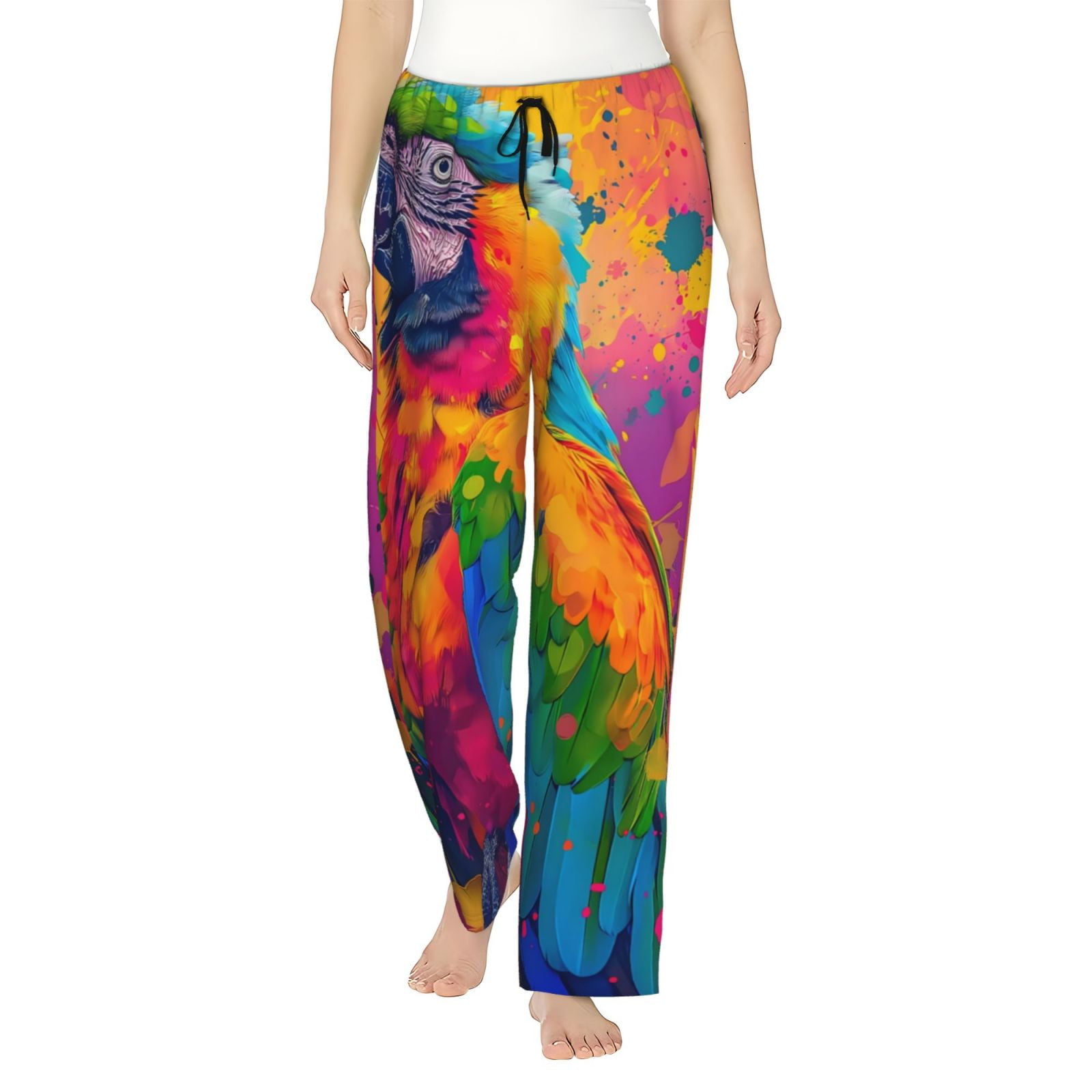 Easygdp Colorful Parrot Jungle Dream A Women's Drawstring Pajama Pants ...