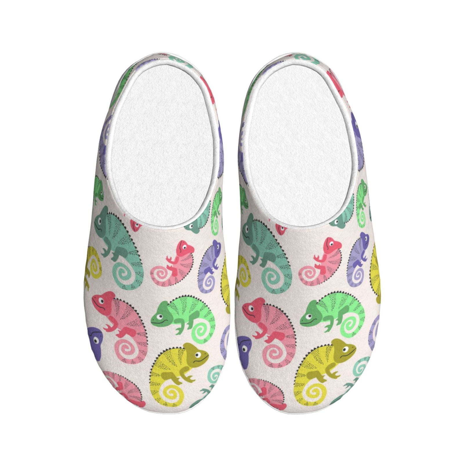 Easygdp Colorful Pattern With Cute Chameleons Slippers for Women Mens ...
