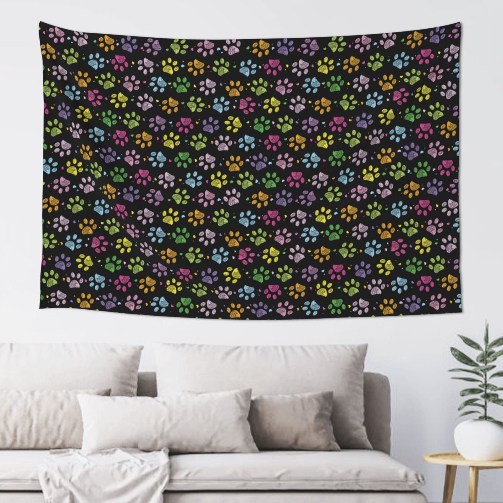 Easygdp Colorful Paw Tapestry Wall Hanging, Wall Tapestries for Bedroom ...