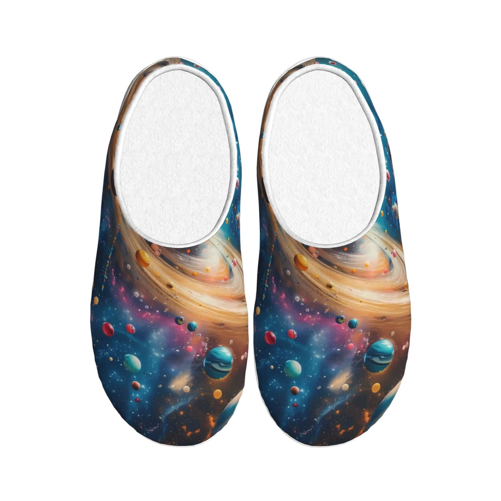 Easygdp Colorful Planet Universe Slippers for Women Mens Winter Warm ...