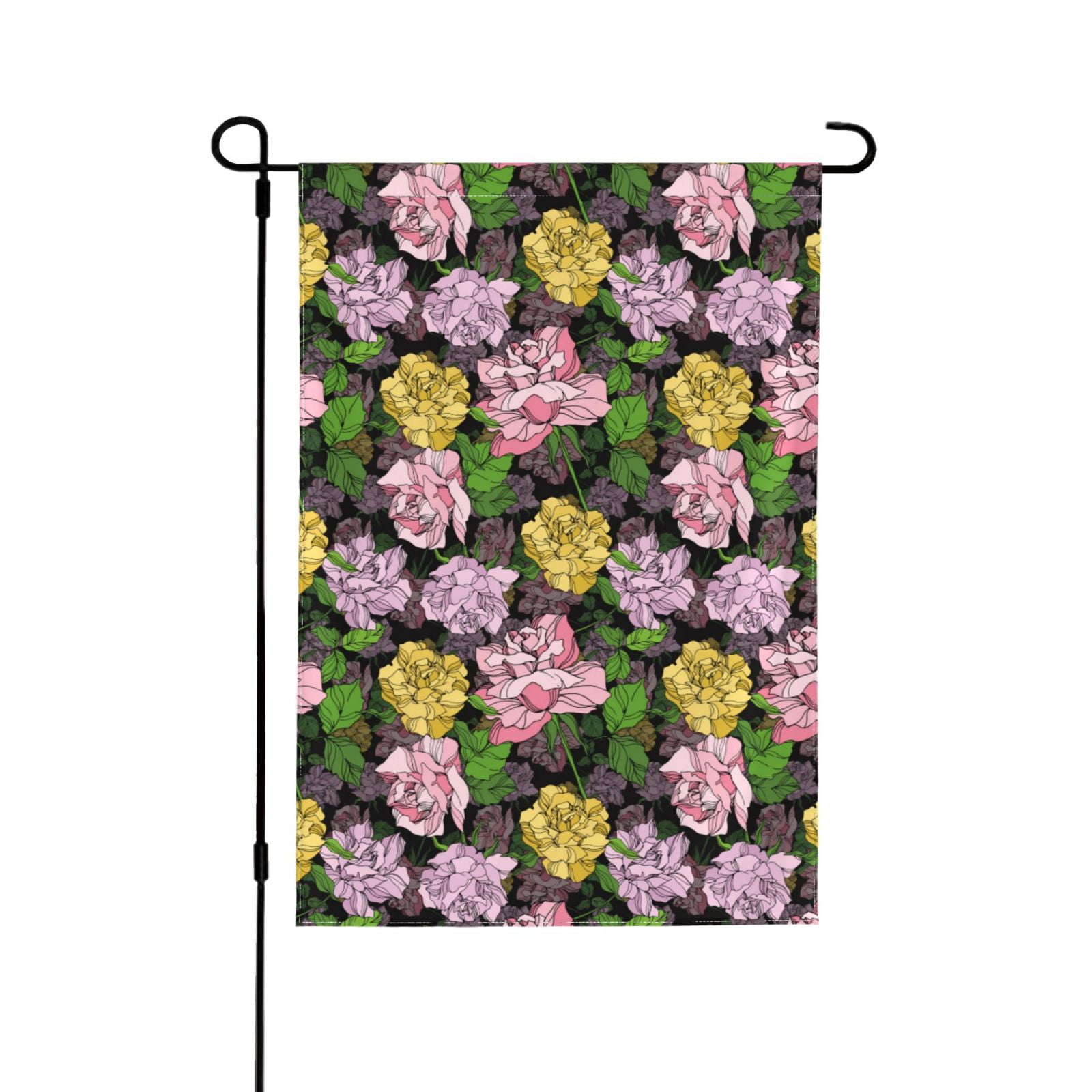 Easygdp Colorful Roses Garden Flag Yard Flag Welcome Flag, Double-Sided ...