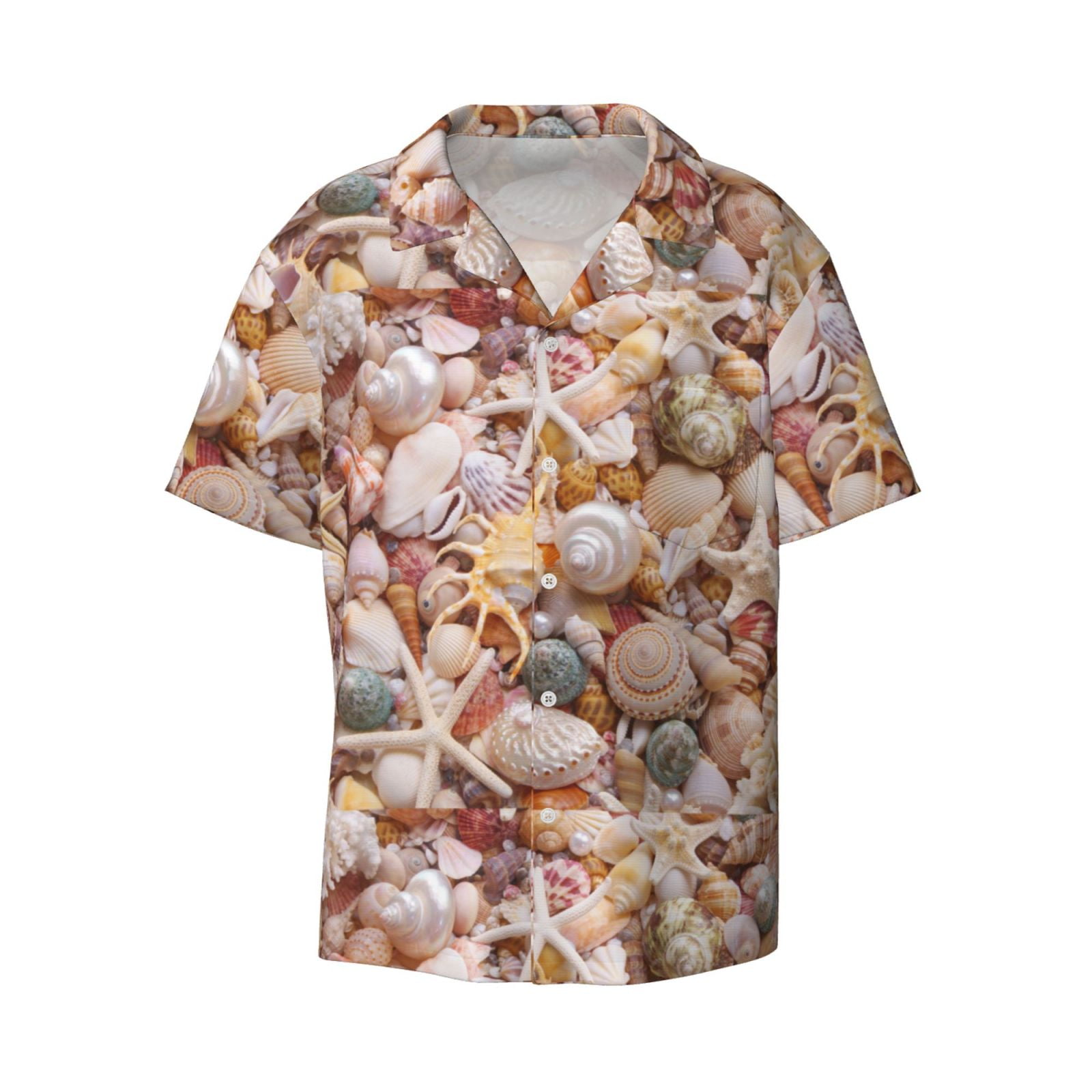 Easygdp Colorful Seashells Men's Casual Short-sleeved Shirt with Pocket ...