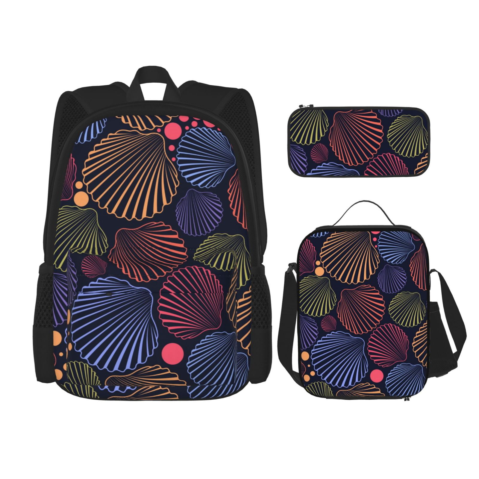 Easygdp Colorful Shells Backpack for Boys and Girls with Lunch Box ...