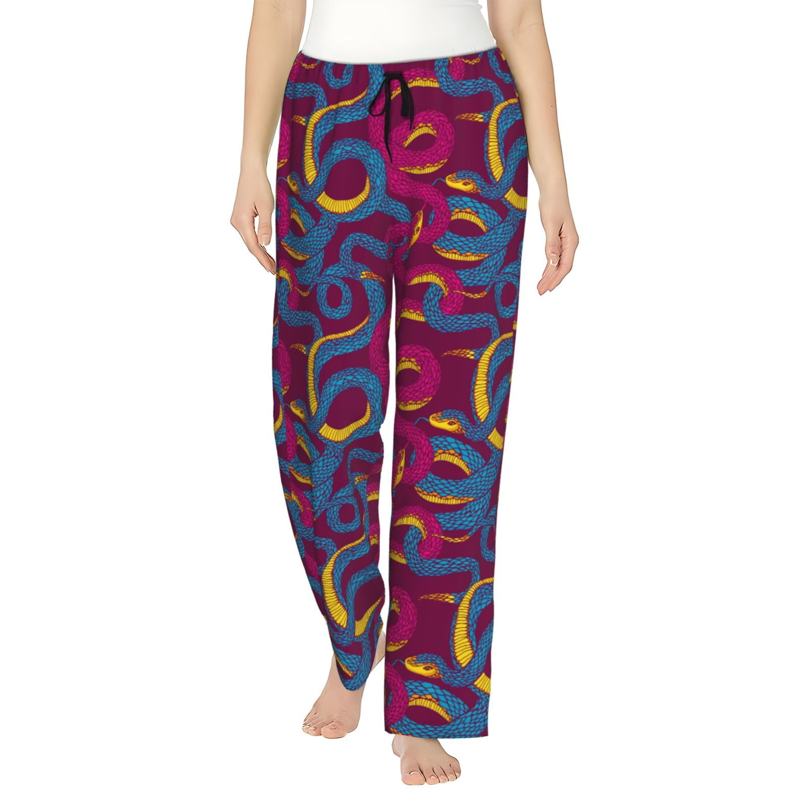 Easygdp Colorful Snake Women's Drawstring Pajama Pants | Lounge Joggers ...