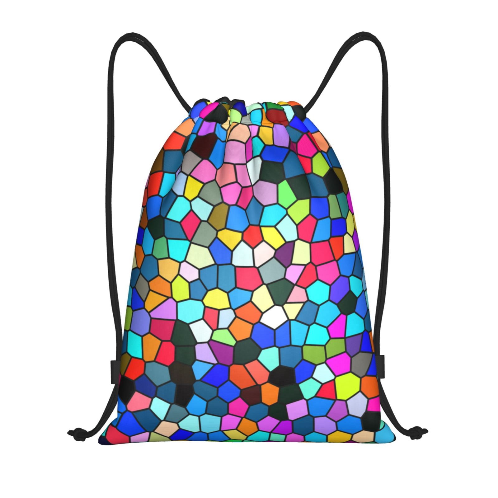 Easygdp Colorful Tie Dye Stained Glass 2 Drawstring Backpack, Beach ...