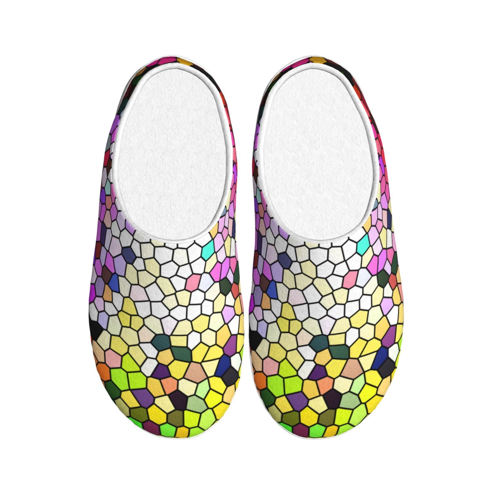 Easygdp Colorful Tie Dye Stained Glass 3 Slippers for Women Mens Winter ...