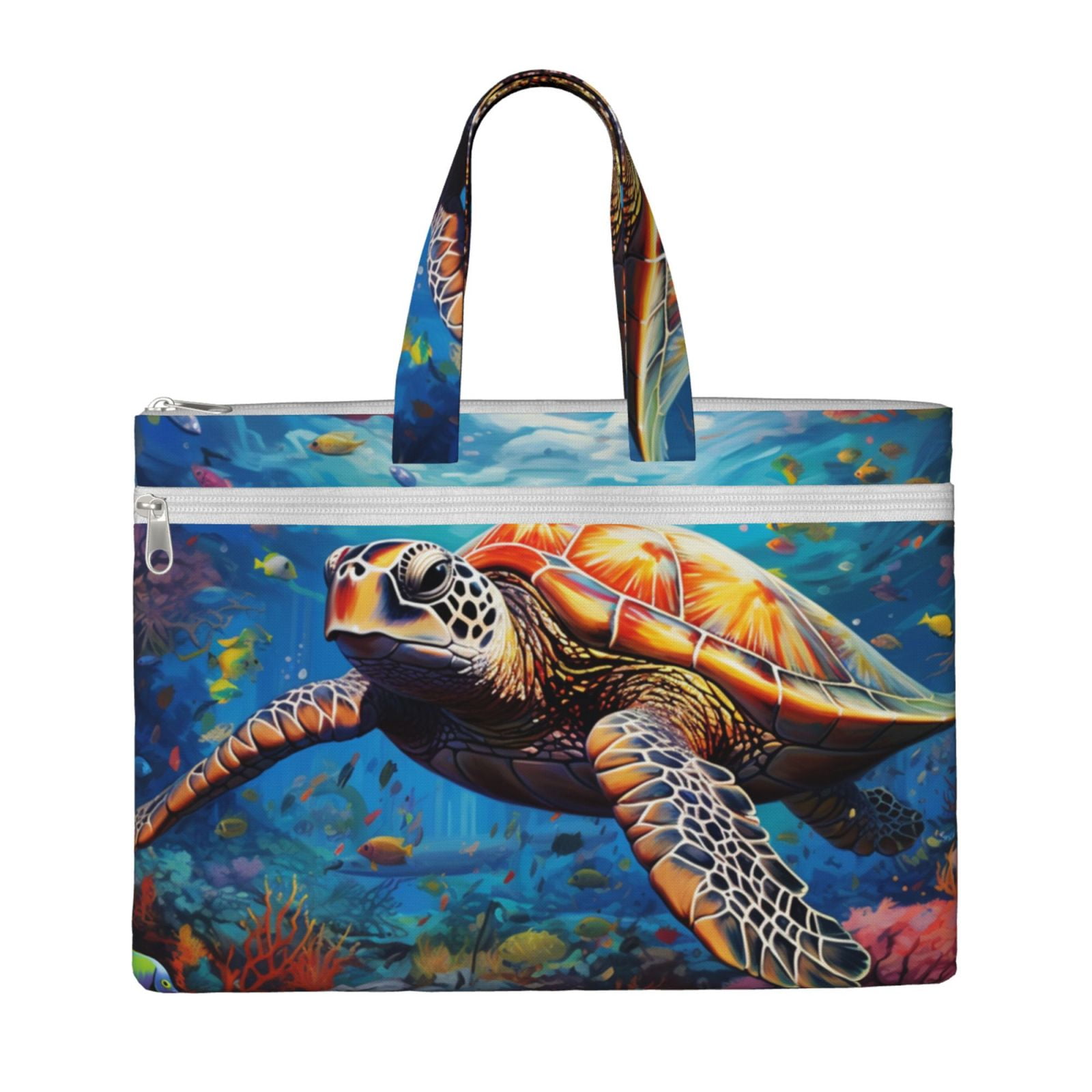 Easygdp Colorful Underwater Sea Turtle Canvas Document Bag File Bag ...