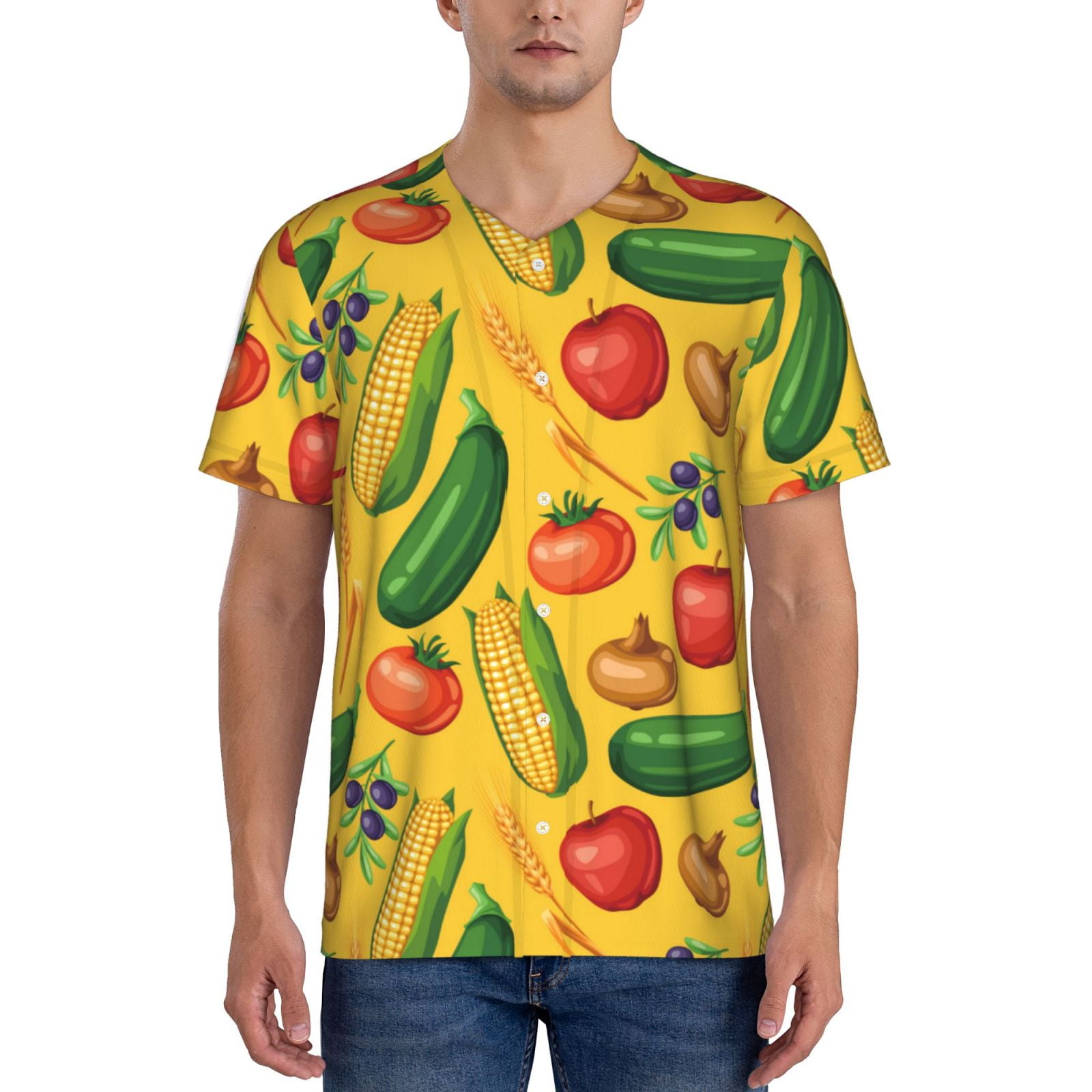 Easygdp Colorful Vegetables Mens T-Shirts Baseball Vintage Fashionable ...