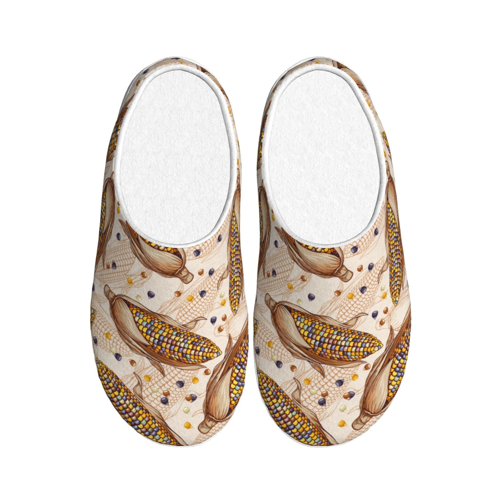 Easygdp Colorful Vintage Corn Slippers for Women Mens Winter Warm Home ...