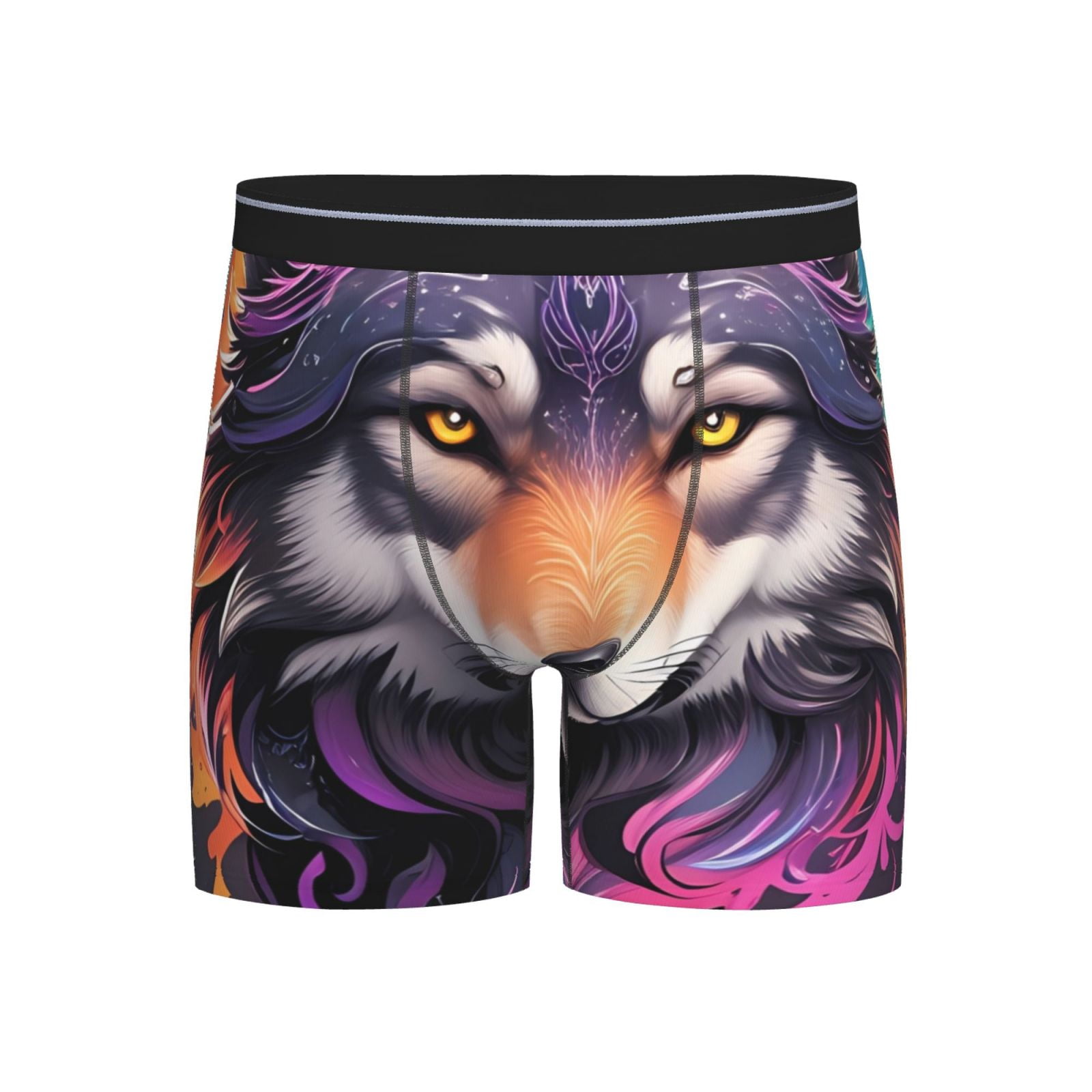 Easygdp Colorful Wolf Head A Men's Boxer Briefs Men’s Underwear Boxer ...