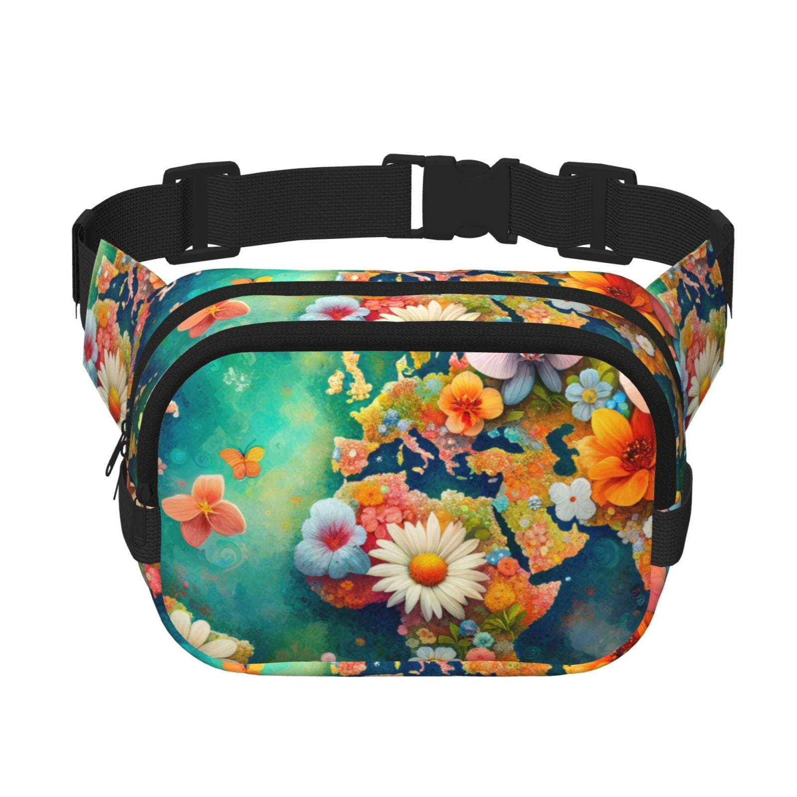 Easygdp Colorful World Map Fanny Packs for Women Men, Belt Bag, Fashion ...