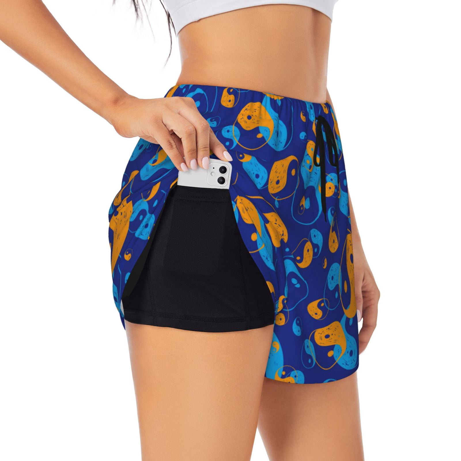 Easygdp Colorful Yin Yang for Women's Athletic Shorts - High-Waist ...