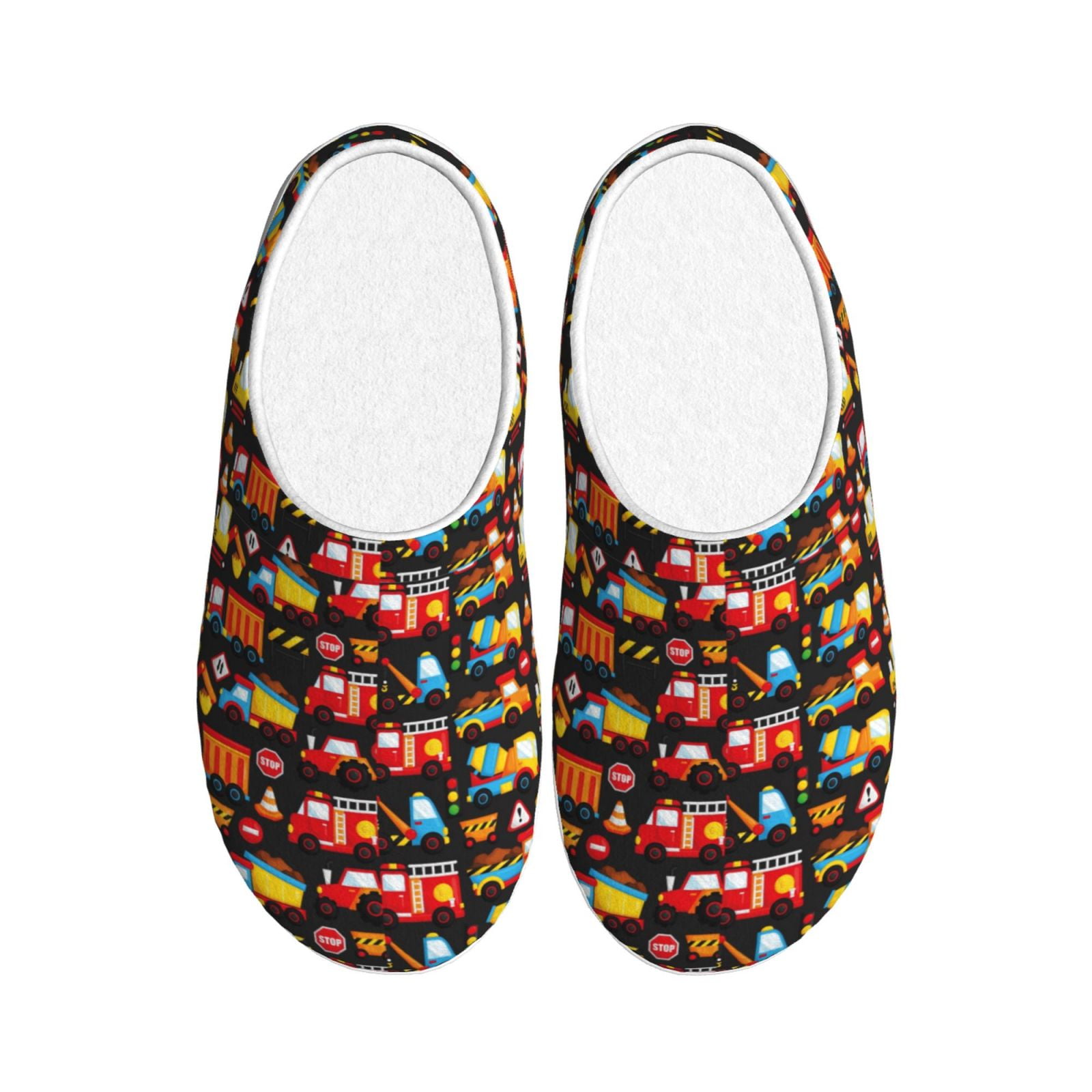 Easygdp Construction Truck Slippers for Women Mens Winter Warm Home ...