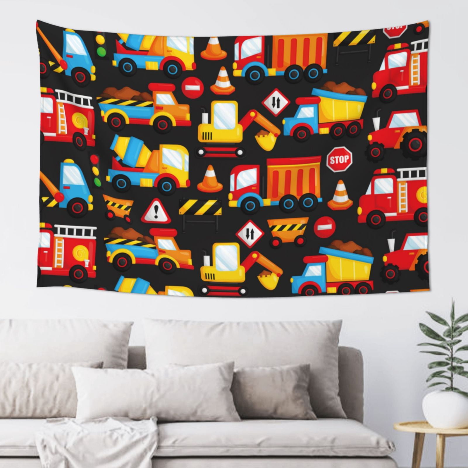 Easygdp Construction Truck Tapestry Wall Hanging, Wall Tapestries for ...