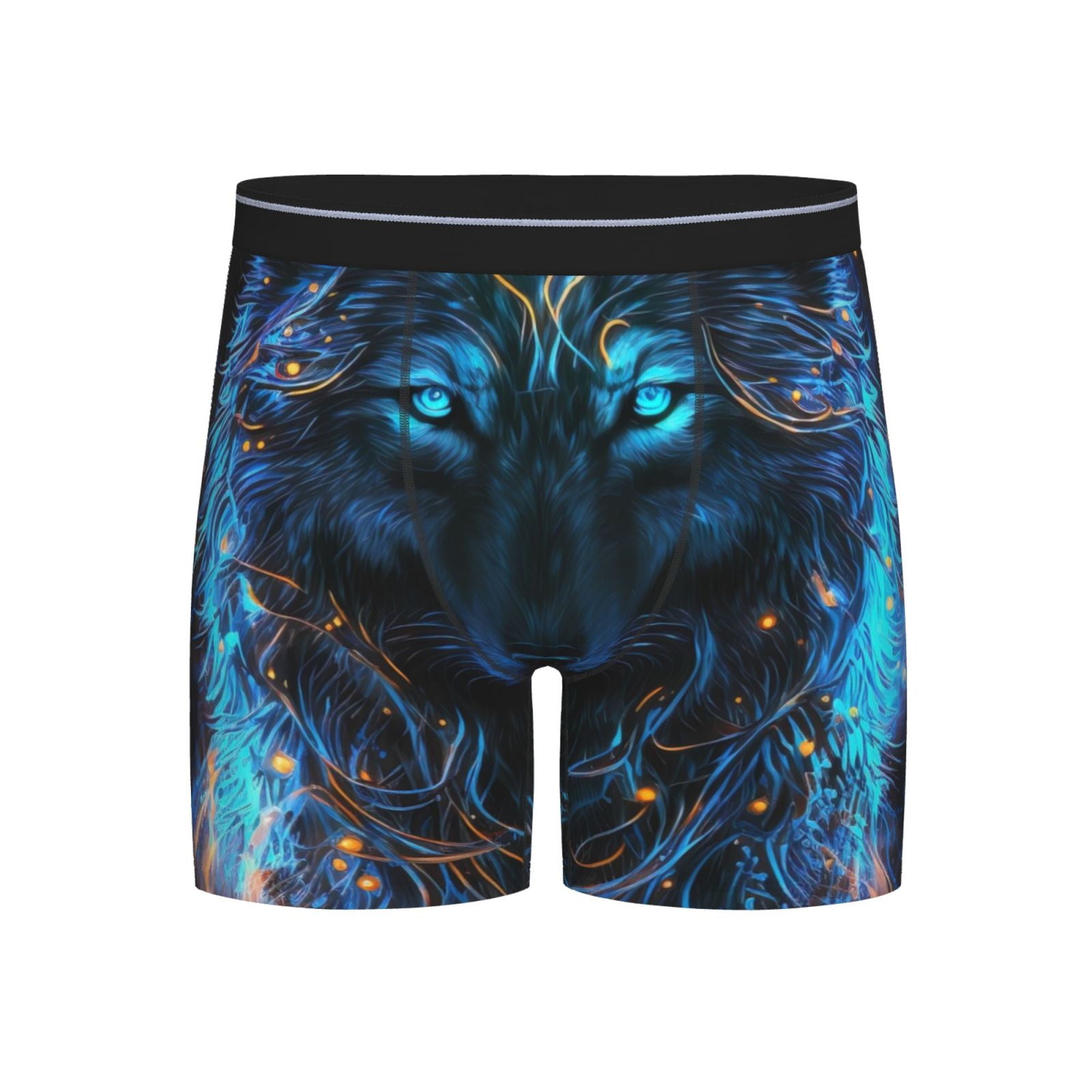 Easygdp Cool Blue Light Wolf Men's Boxer Briefs Men’s Underwear Boxer ...