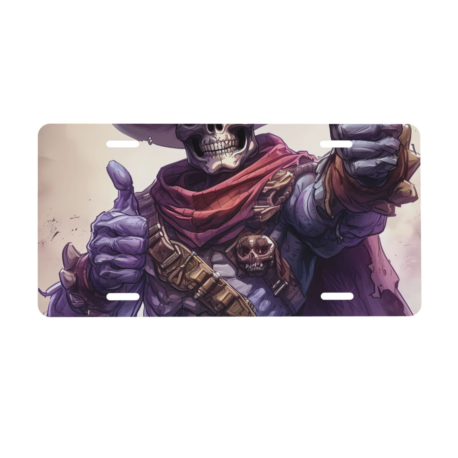 Easygdp Cool Skull Cowboy License Plate Car Front License Plate Car ...