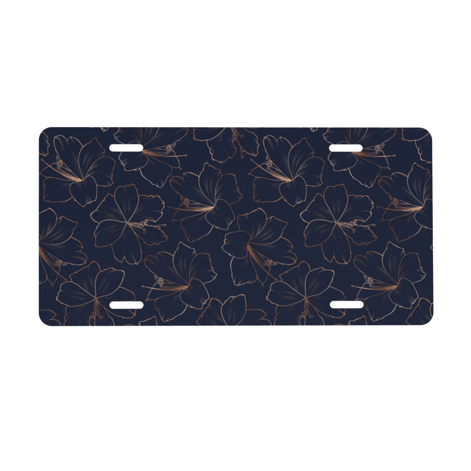 Easygdp Copper-Gold Gloss Outline Lily Flower License Plate Car Front ...