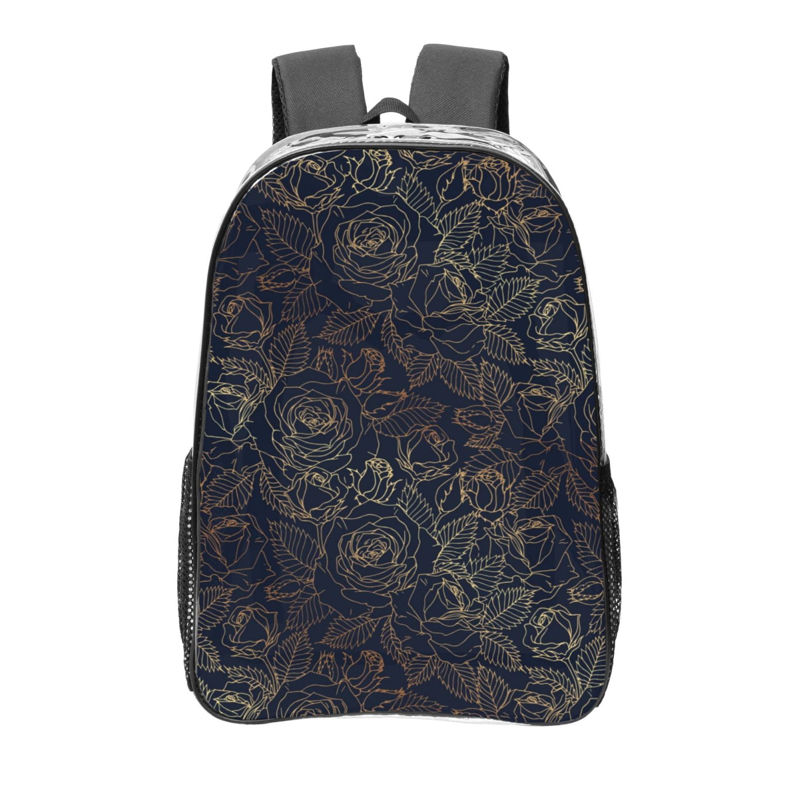 Easygdp Copper-Gold Gloss Outline Rose Clear Backpack, Transparent ...
