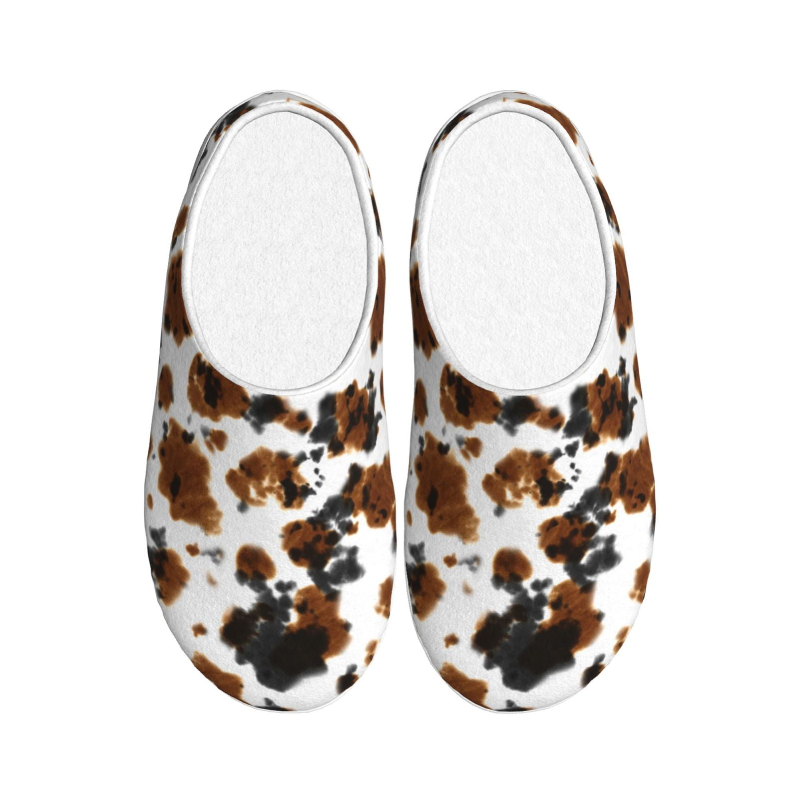 Easygdp Cow Tie Dye Slippers for Women Mens Winter Warm Home Slippers ...