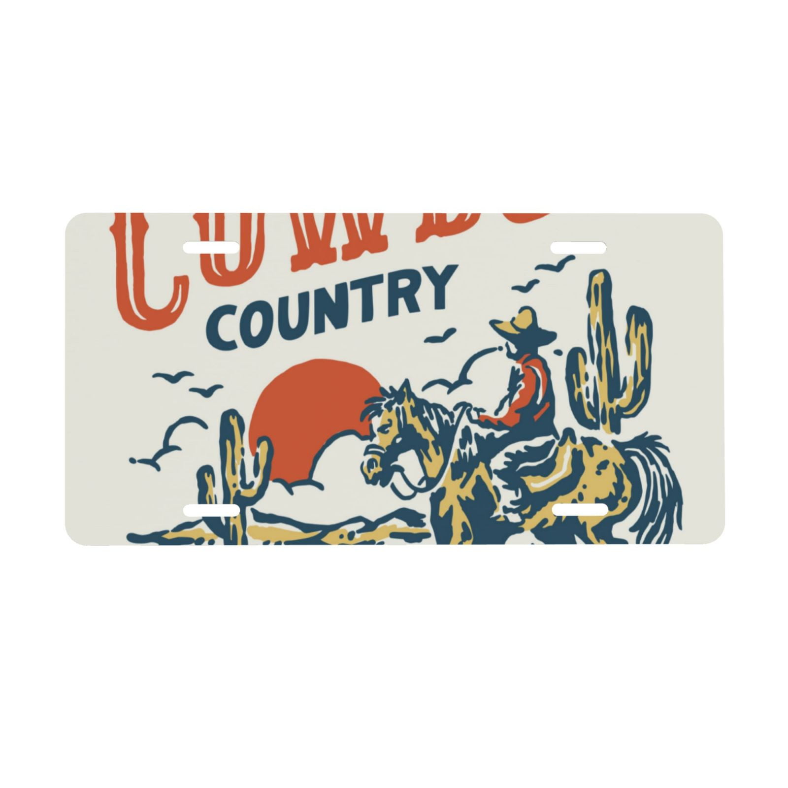 Easygdp Cowboy Rising Horse License Plate Car Front License Plate Car ...