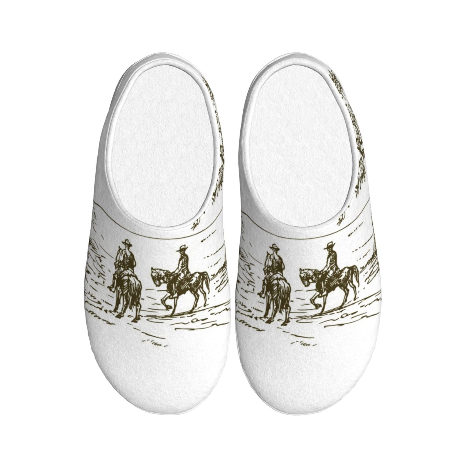 Easygdp Cowboys Riding A Horse Near A Tree Slippers for Women Mens ...