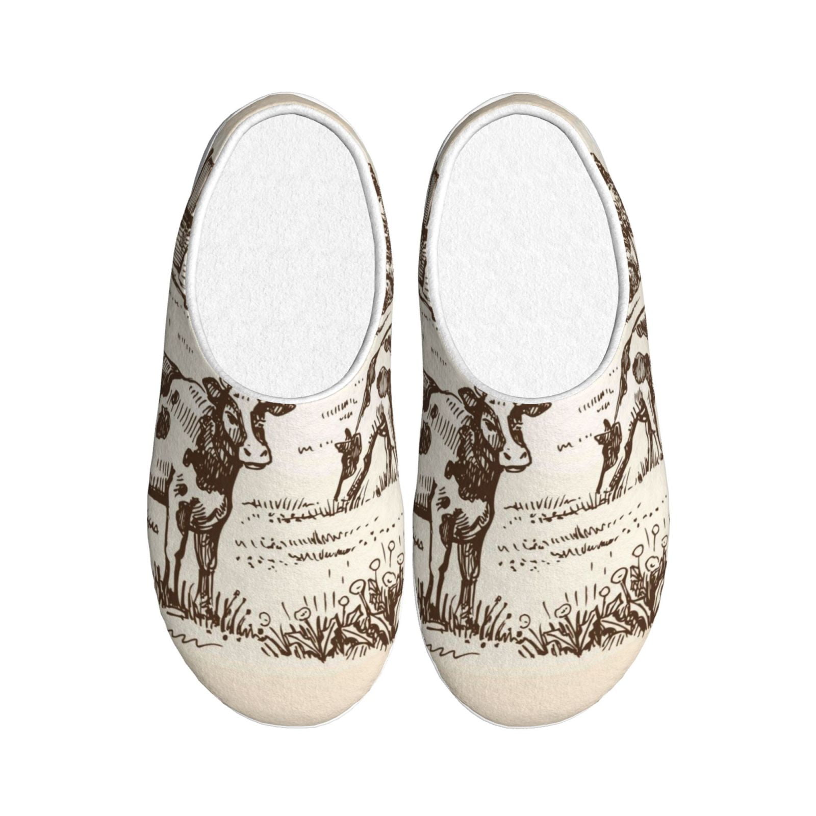 Easygdp Cows On The Farm Slippers for Women Mens Winter Warm Home ...