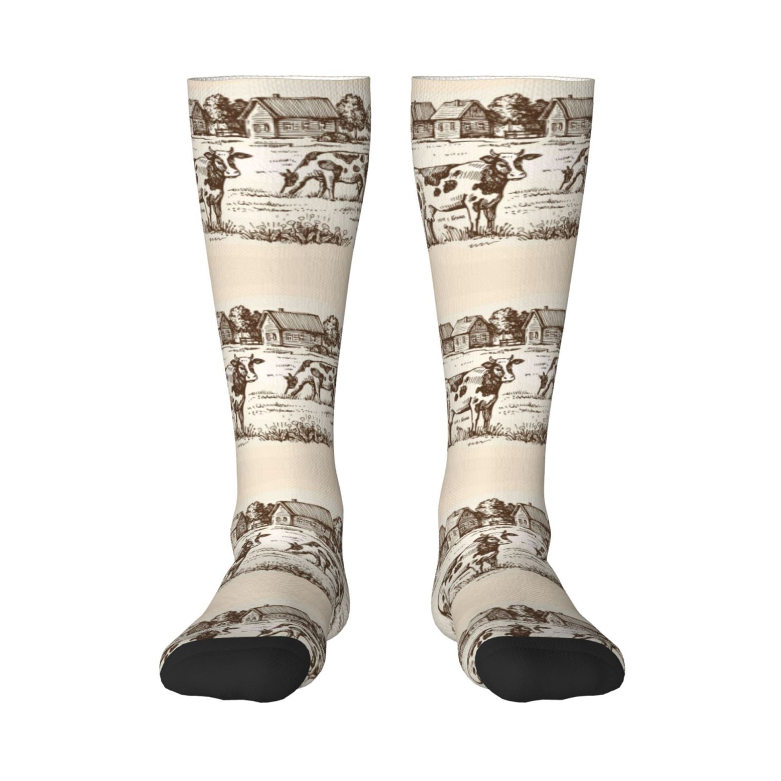 Easygdp Cows On The Farm Soccer Socks Sport Knee High Socks Calf ...