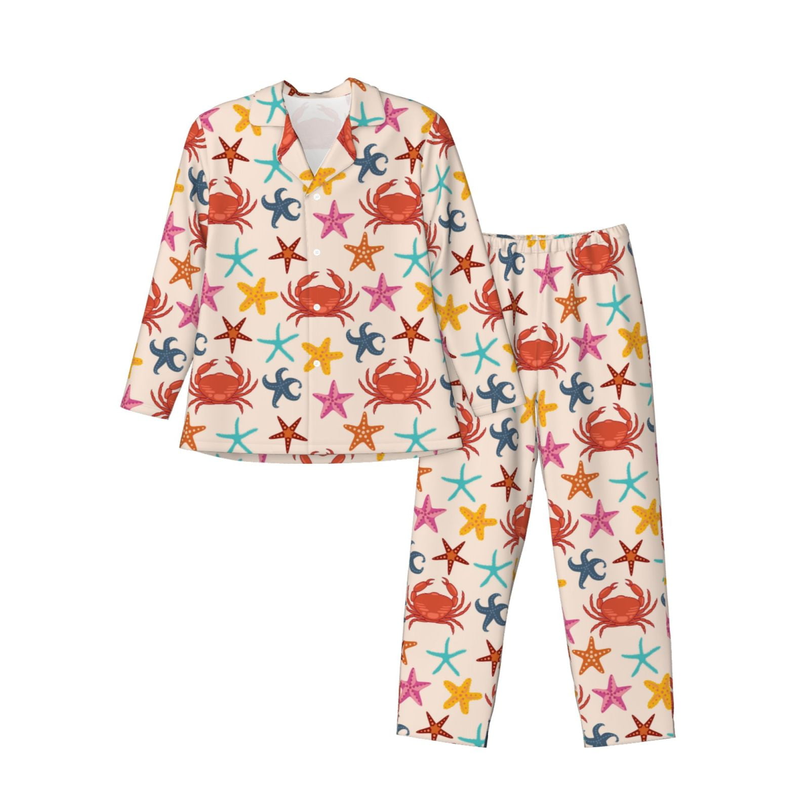 Easygdp Crabs And Seastars Mens Hawaiian Shirts Print Lapel Short